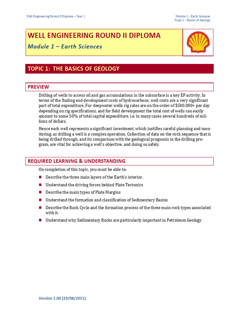 Basics of Geology for Well Engineering | PDF | Sedimentary Basin ...
