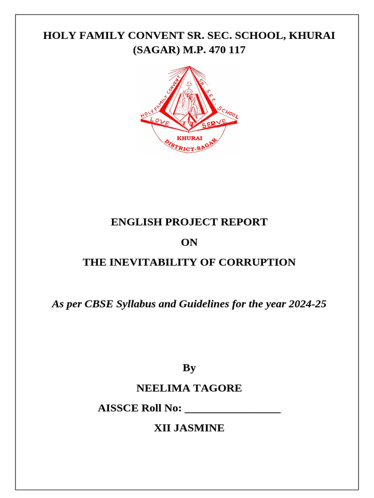 English Project XII Format 2024-25 | PDF