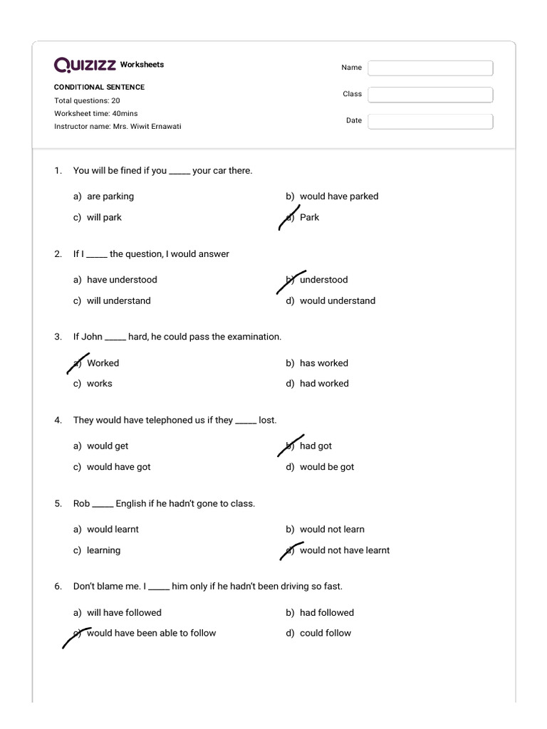 Conditional Sentence - Quizizz | PDF