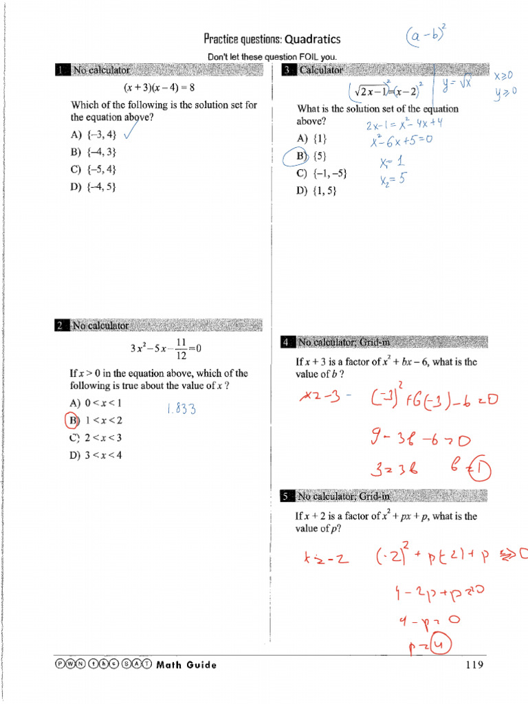 Quadratics 2 HW | PDF | Equations | Mathematical Objects