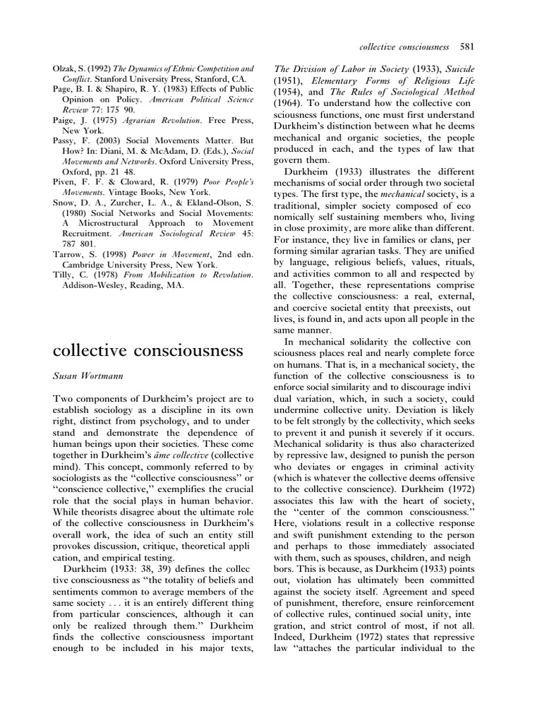 Understanding Durkheim's Collective Consciousness | PDF | Social Stigma ...
