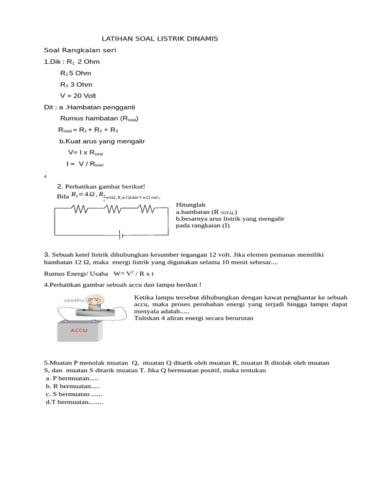 Latihan Soal Listrik Dinamis | PDF | Sains & Matematika
