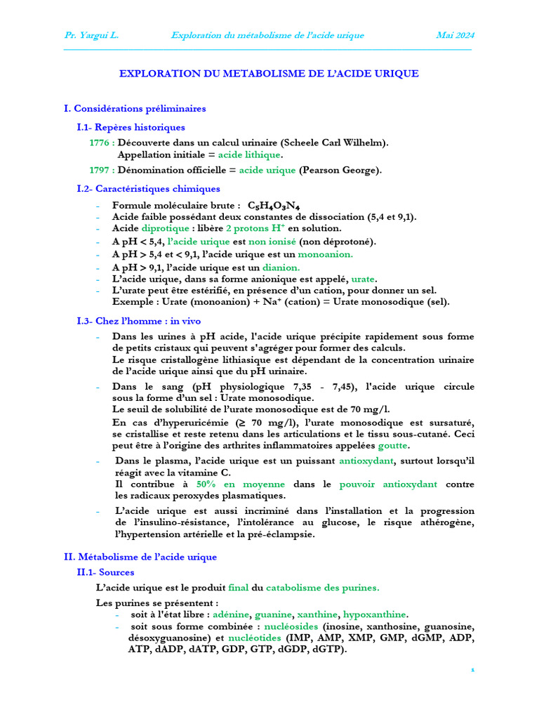 Métabolisme de l'Acide Urique | PDF | Sciences et mathématiques