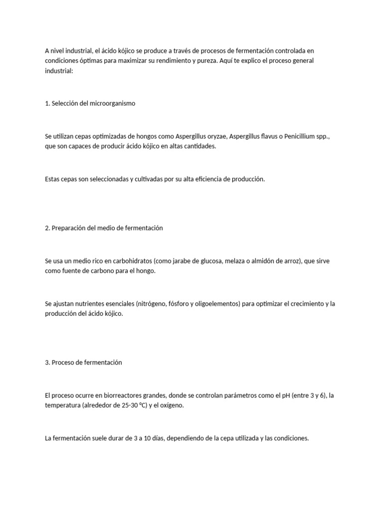 Elaboración de Acido Kojiko | PDF | Cocina, comidas y vino | Ciencia y ...