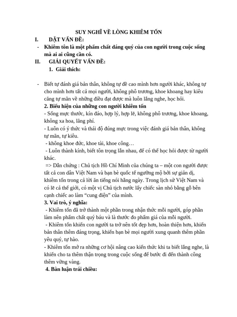 Suy Nghi Ve Long Khiem Ton. 1 | PDF