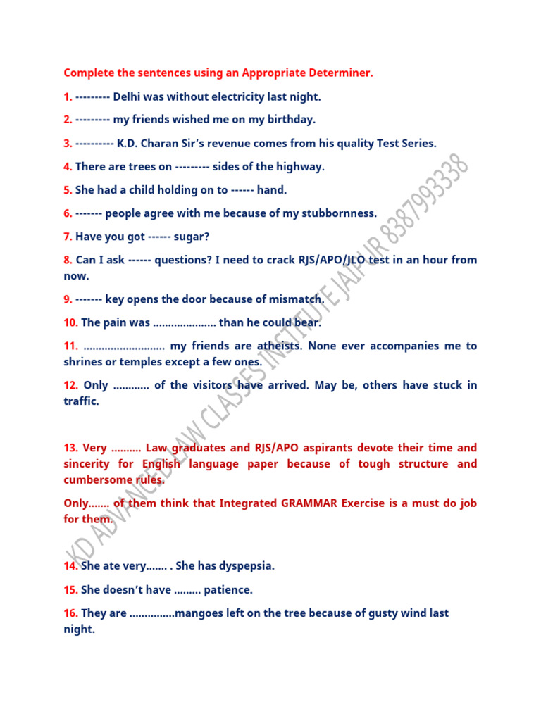 Determiner Sheet | PDF