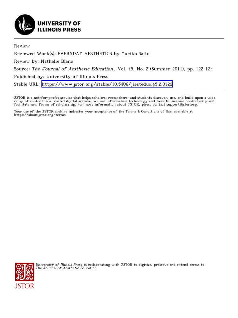 Review of Everyday Aesthetics Book | PDF | Aesthetics | Liberal Arts ...