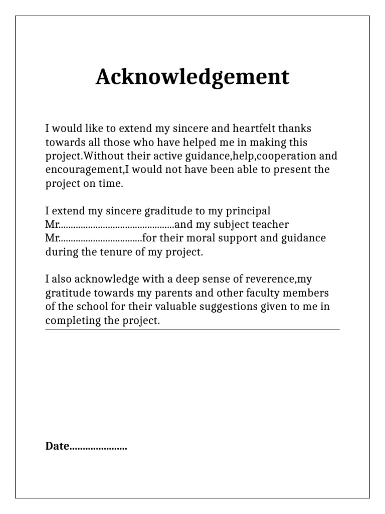 Acknowledgement | PDF | Career & Growth | Social Science