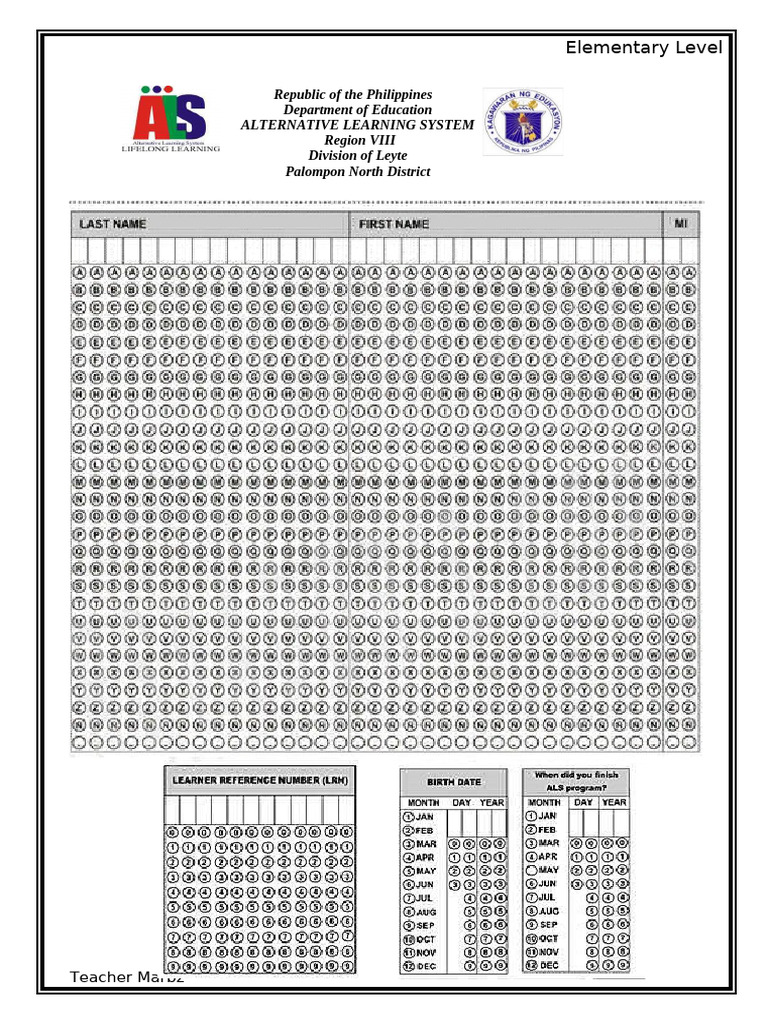 Als Answer Sheet 2020 El | PDF