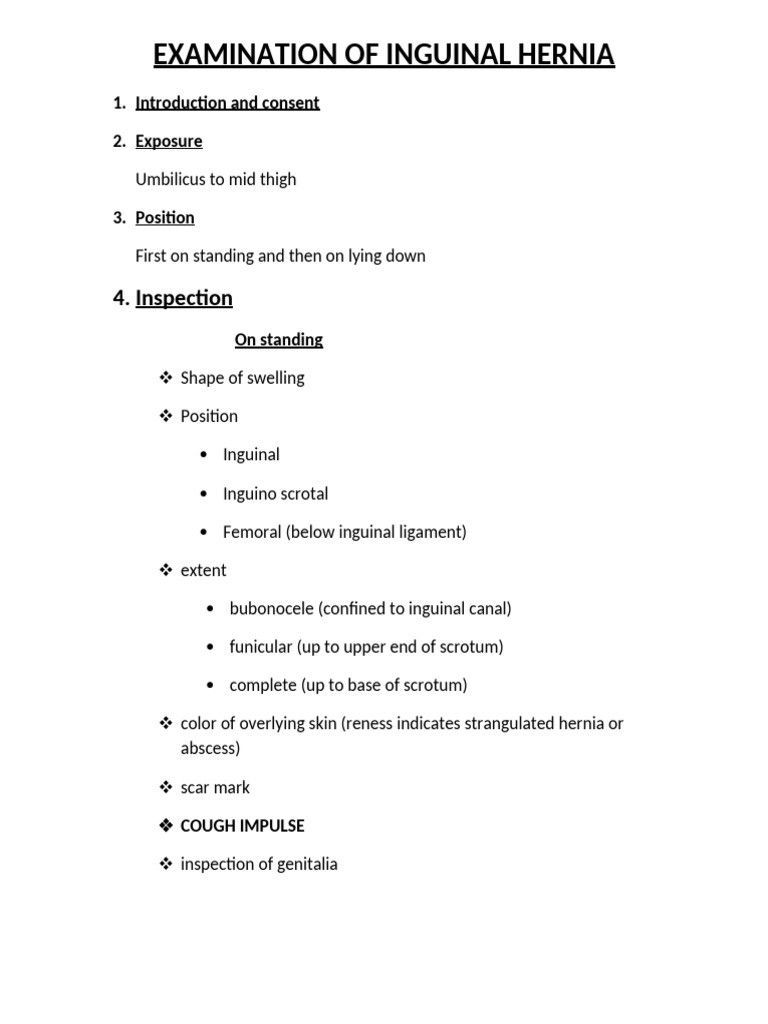 Inguinal Hernia Examination Guide | PDF | Foreign Language Studies
