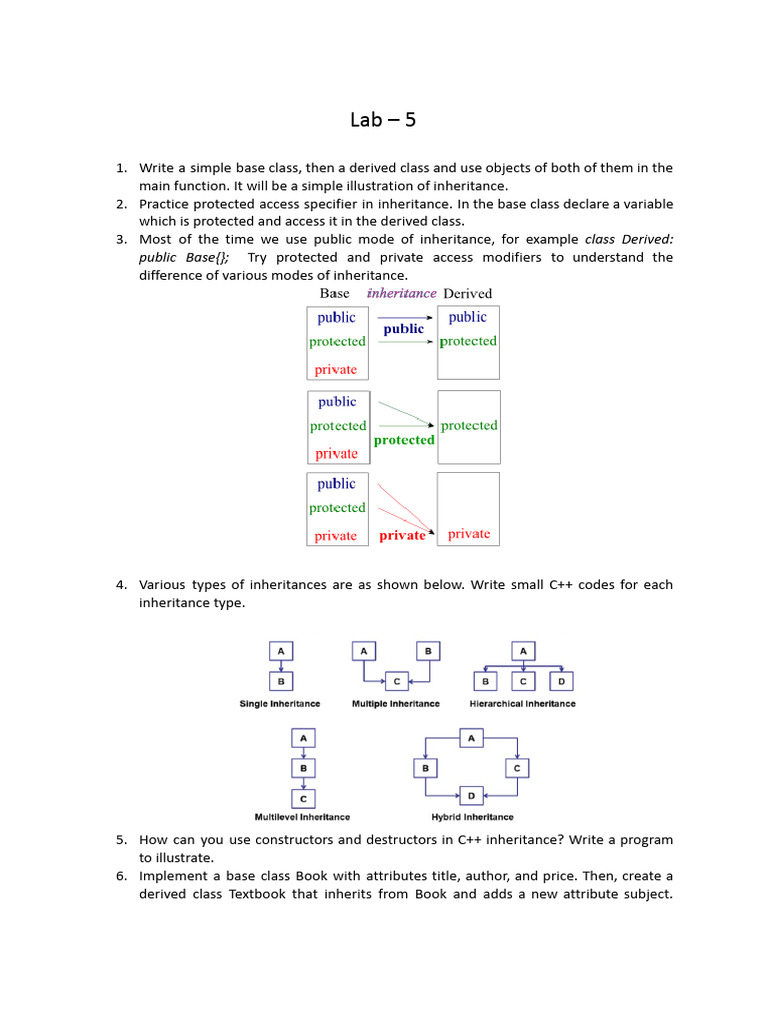 Lab Assignment 5 UTA018 | PDF | Class (Computer Programming) | Inheritance (Object Oriented ...