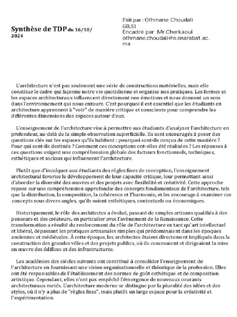 Synthèse de TDP | PDF