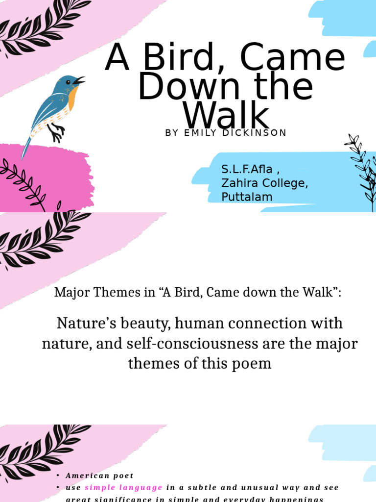 A Bird Came Down | PDF