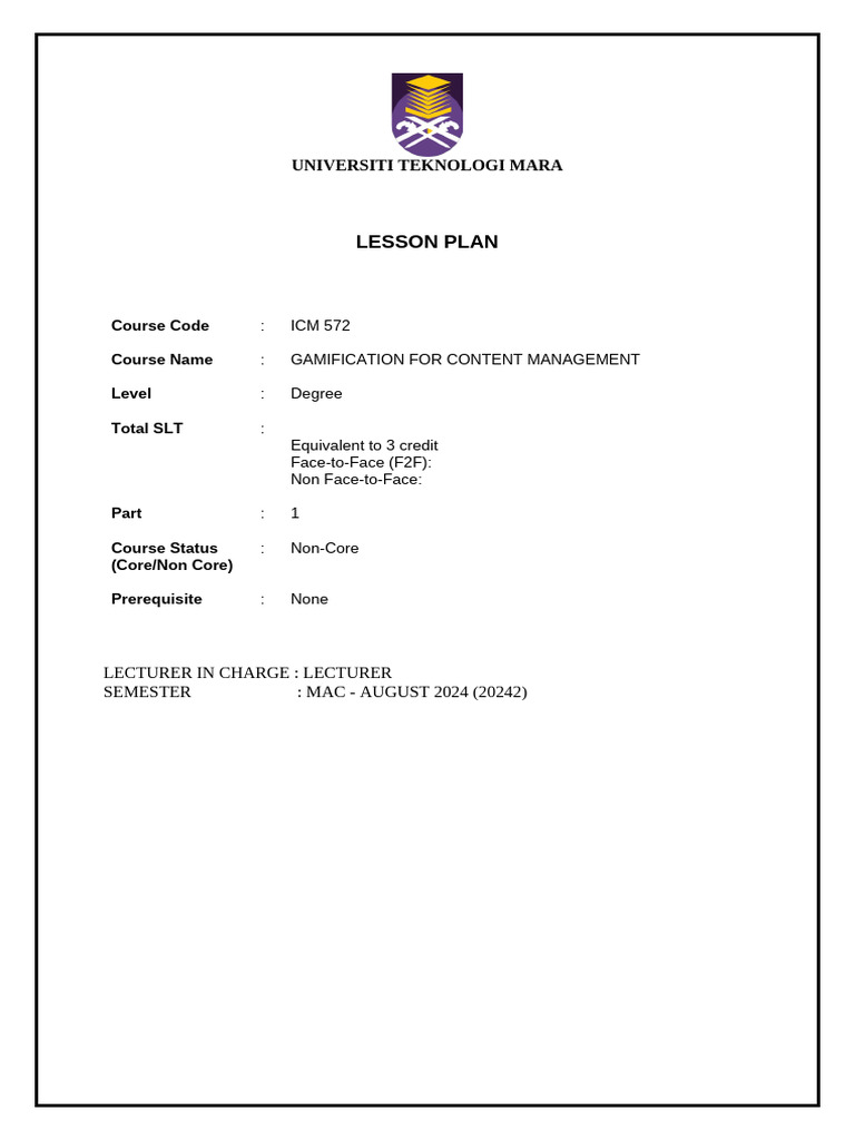 Gamification Course Plan ICM 572 | PDF | Human Communication