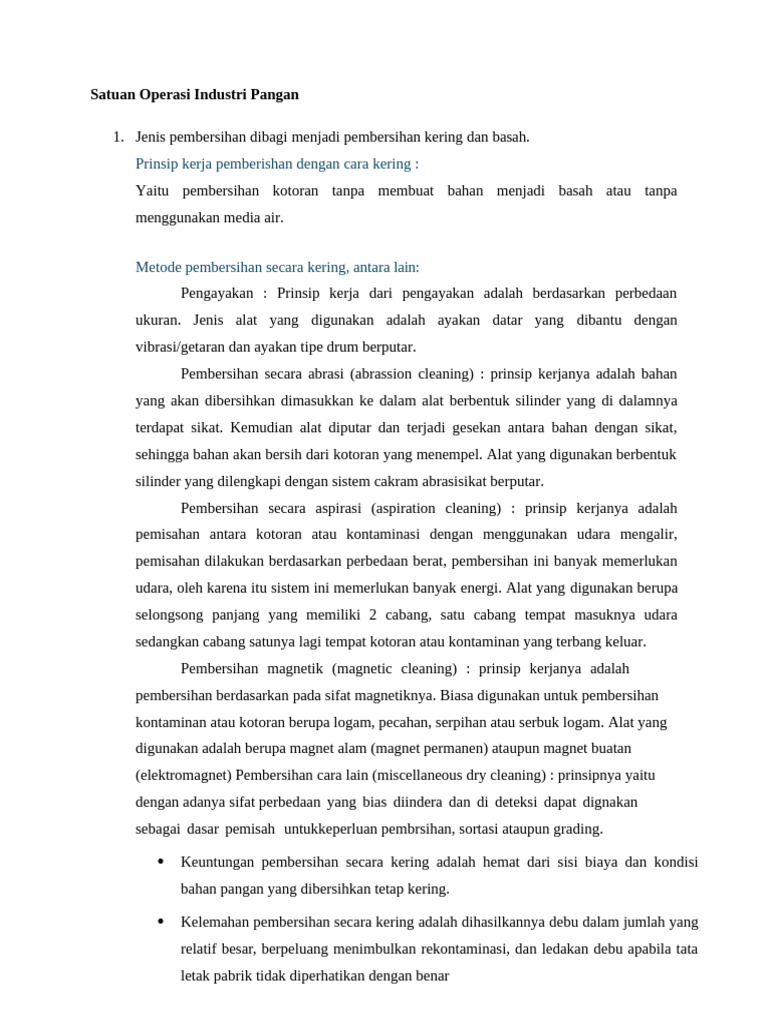 Satuan Operasi Industri Pangan | PDF