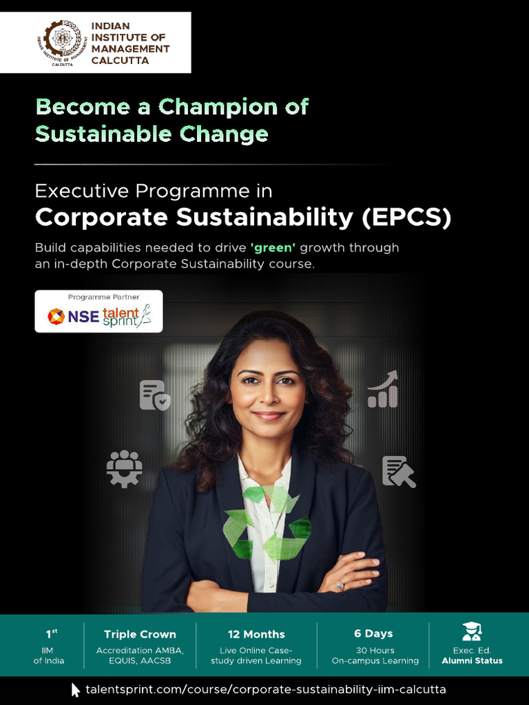 Brochure Executive Programme in Corporate Sustainability Iimc | PDF | Sustainability | Risk