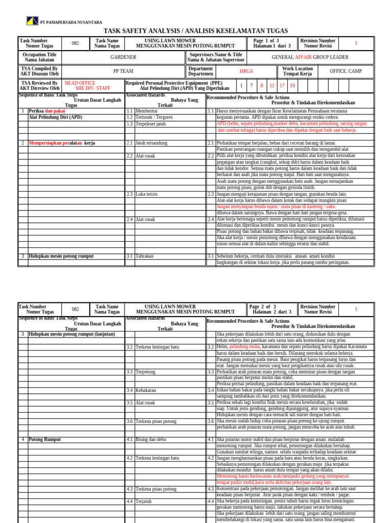 Menggunakan Mesin Pemotong Rumput | PDF