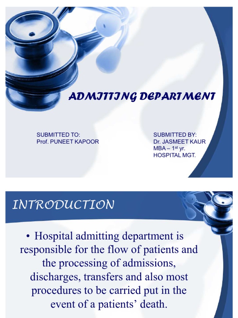 Admitting Department | PDF | Patient | Hospital
