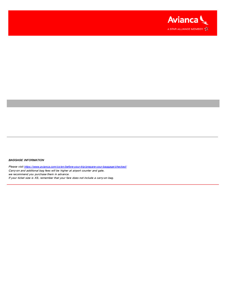 Avianca Electronic Ticket Receipt | PDF