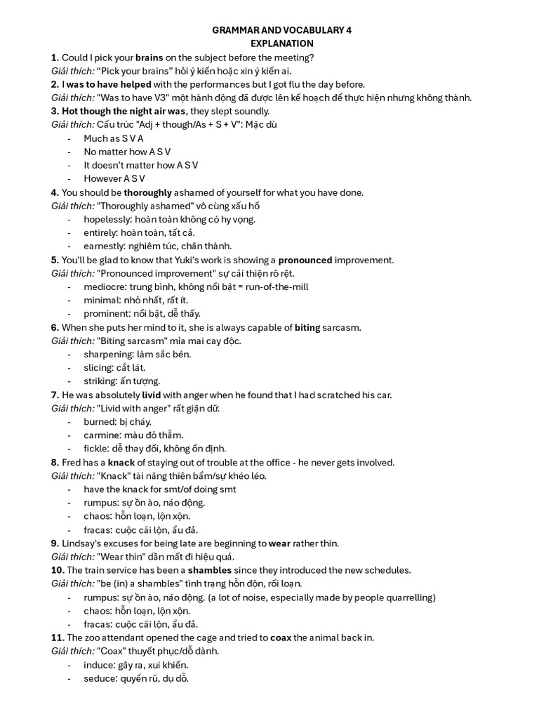 Grammar and Vocabulary 4 | PDF