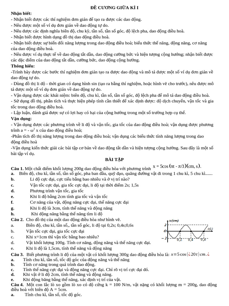Đề Cương Giữa Kì i - 11 | PDF