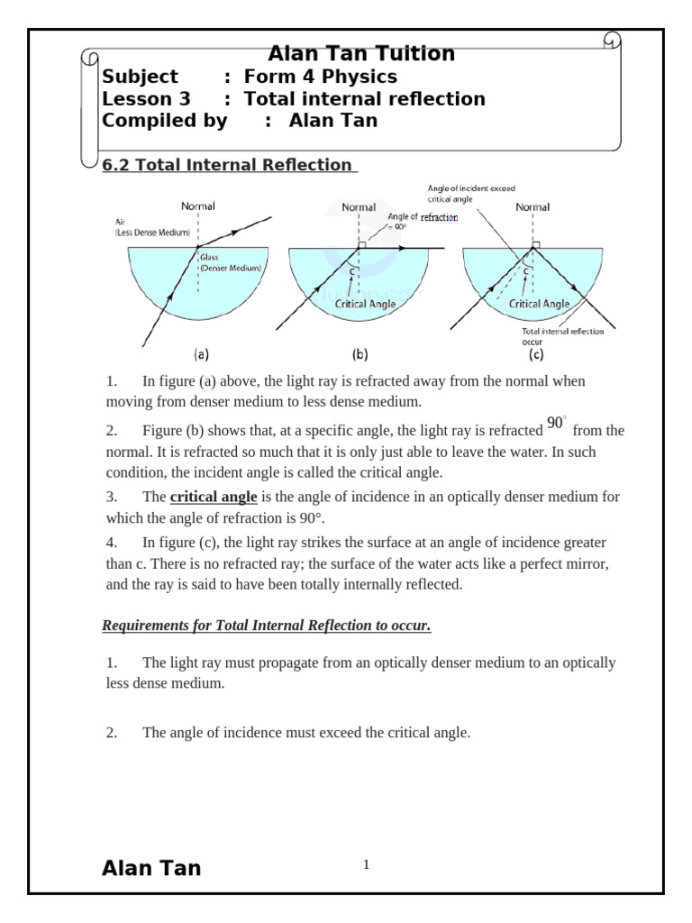 p3 TIR | PDF | Reflection (Physics) | Refraction