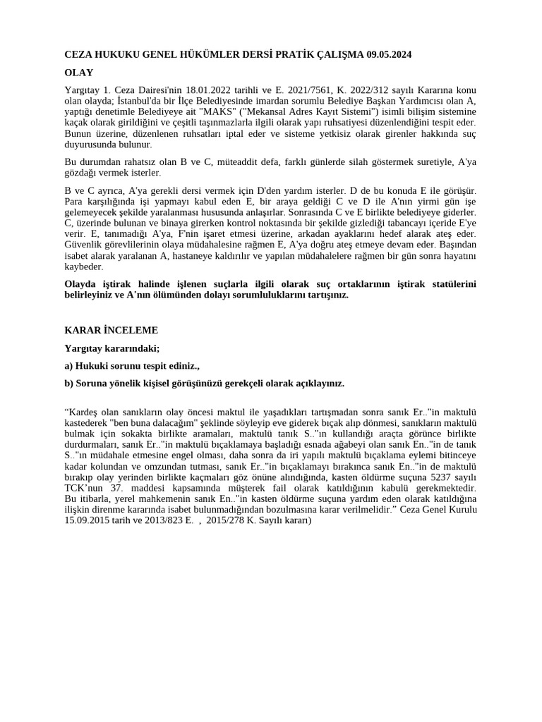 Ceza Hukuku Genel HuÌ Kuì Mler Pratik CÌ Alä Sì Ma-09.05.2024 | PDF