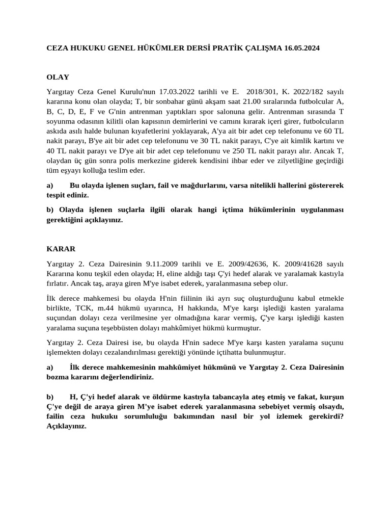Ceza Hukuku Genel HuÌ Kuì Mler Pratik CÌ Alä Sì Ma-16.05.2024 | PDF