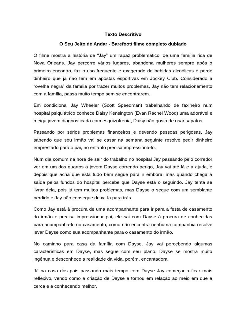 Texto Descritivo - Filme - O Seu Jeito de Andar | PDF