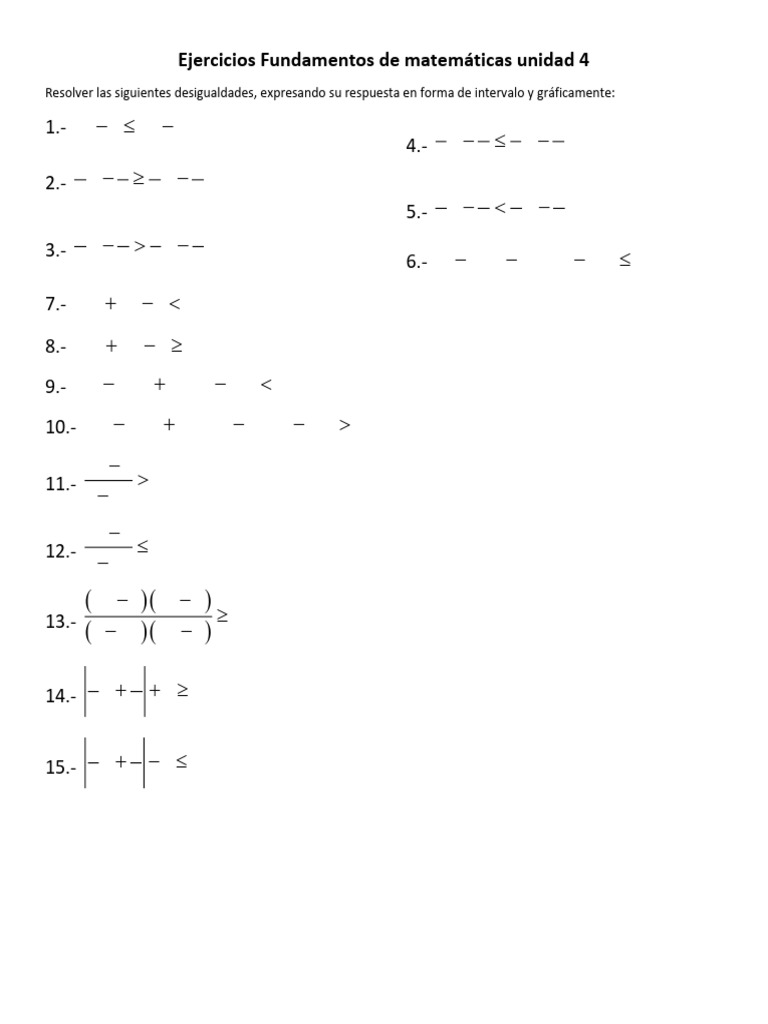 Ejercicios Unidad 4 Fundamentos de Mate | PDF
