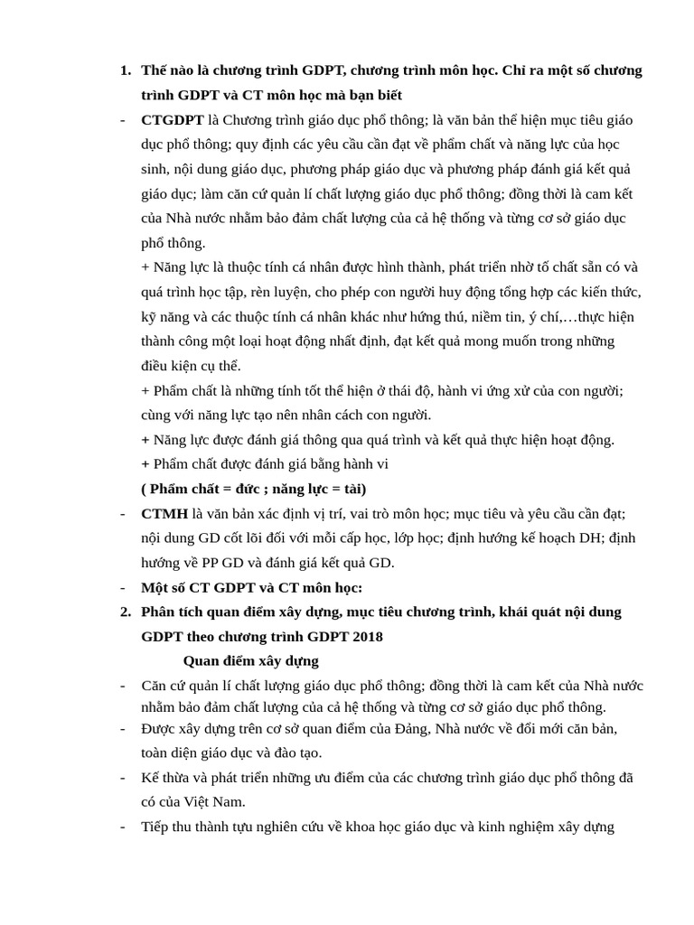Chương Trình GDPT | PDF