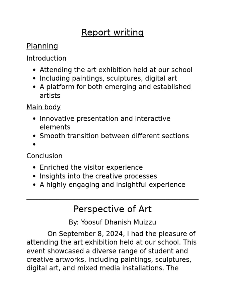 Art Exhibition Report: School Showcase | PDF