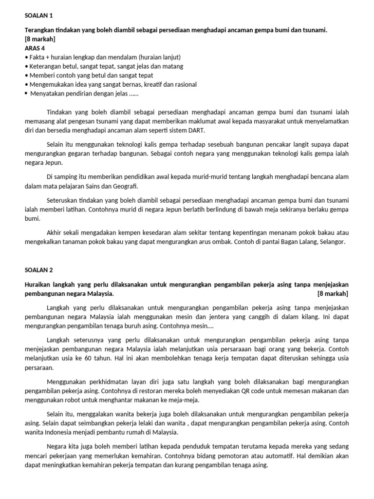 Contoh Jawapan Esei 8 Markah | PDF