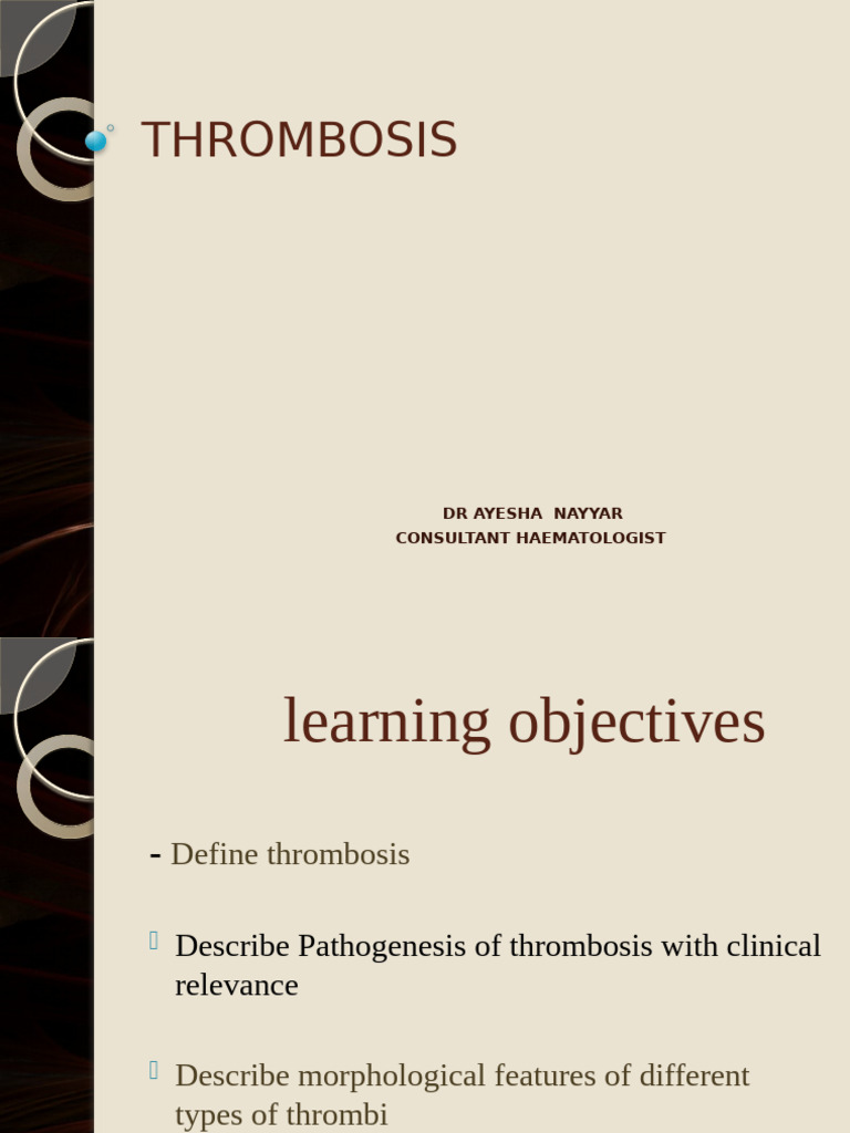 Thrombosis Pdf Thrombus Vein
