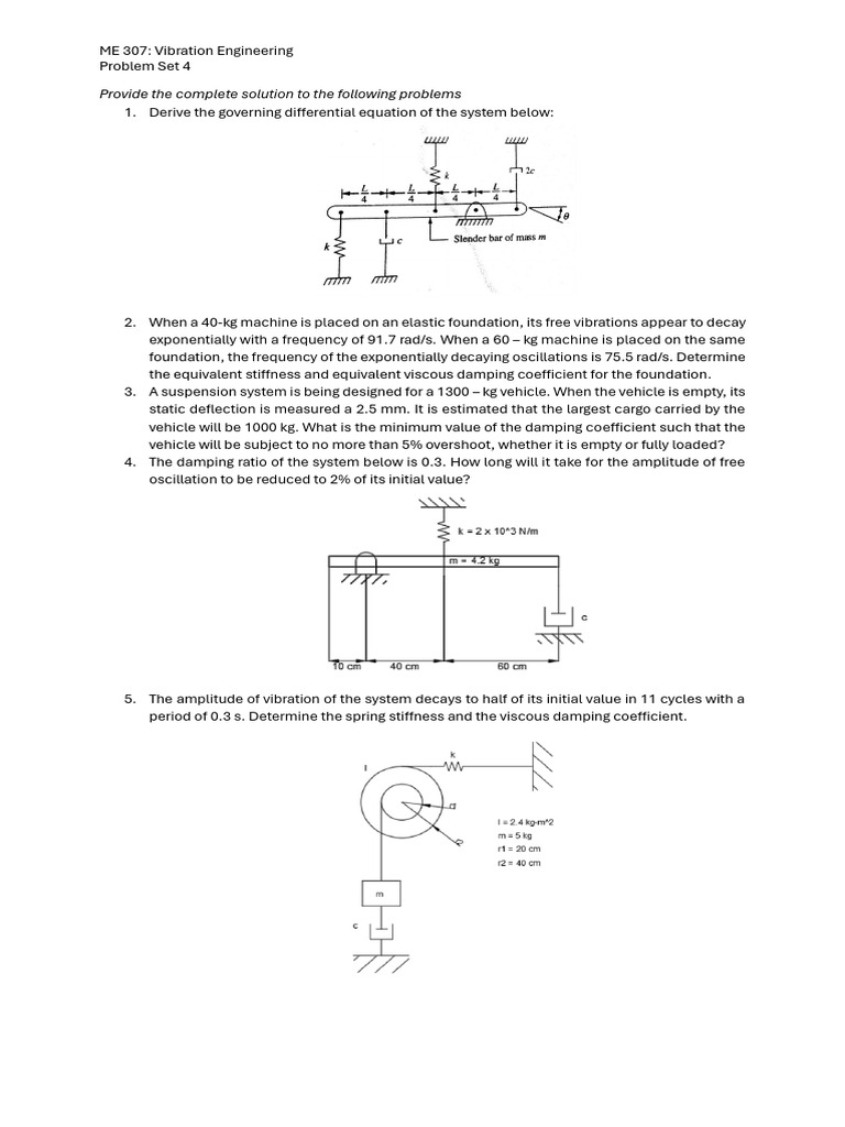 Vibration Engineering Problem Set Solutions | PDF