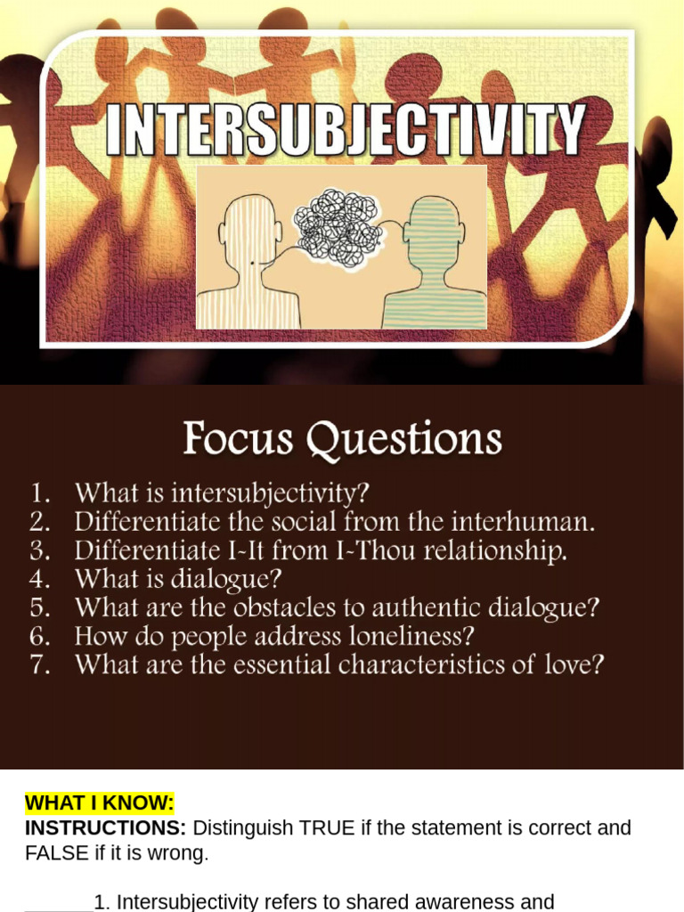 Intersubjectivity Edited | PDF | Truth | Learning Styles