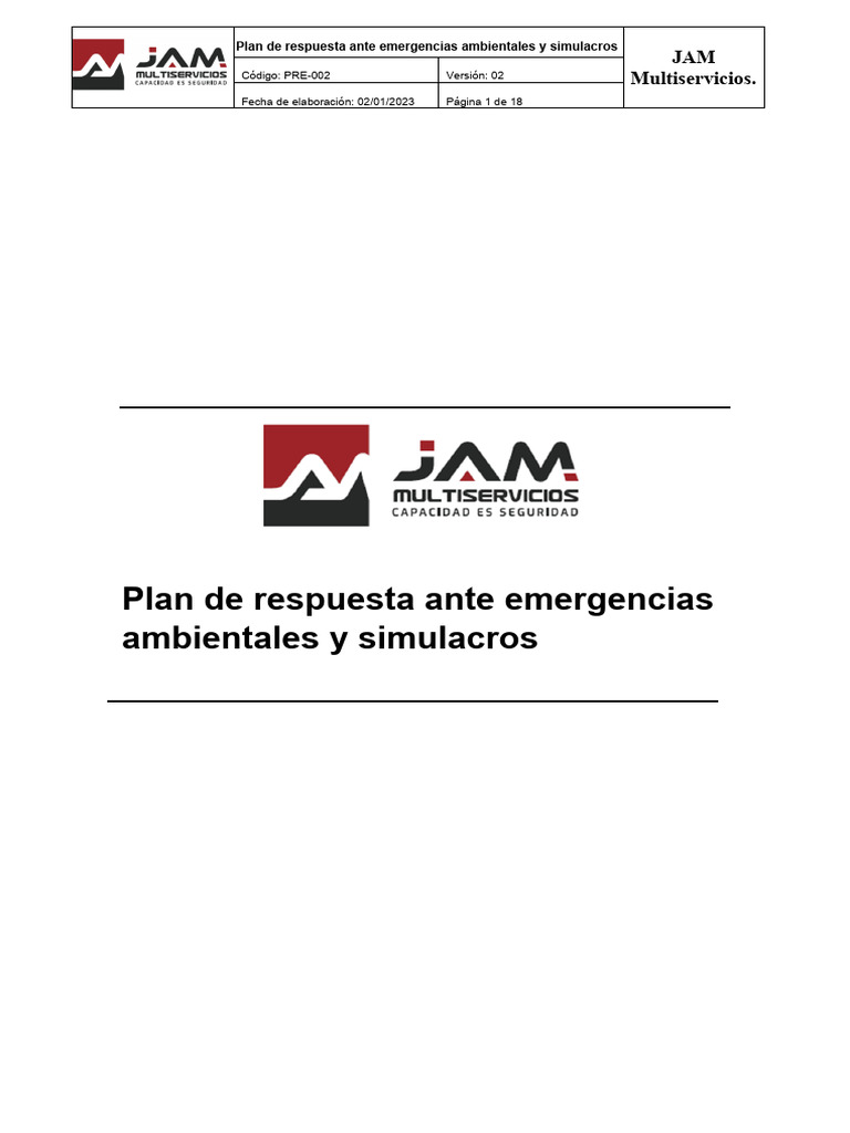 Plan Emergencias Ambientales JAM | PDF | Mercancías peligrosas