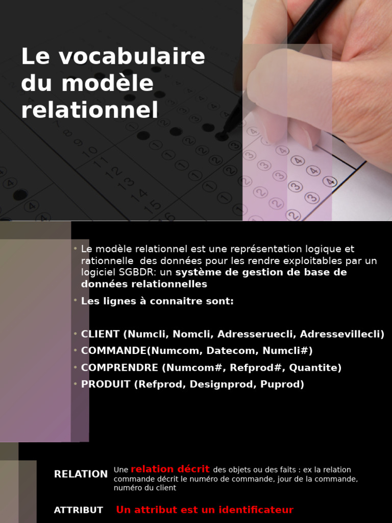Vocabulaire du Modèle Relationnel SGBDR | PDF | Ordinateurs ...