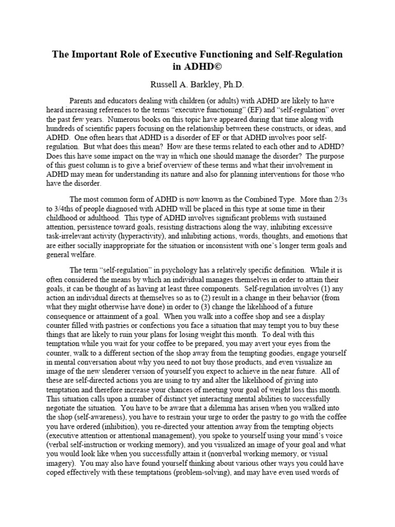 Understanding Executive Functioning in ADHD | PDF | Attention Deficit ...