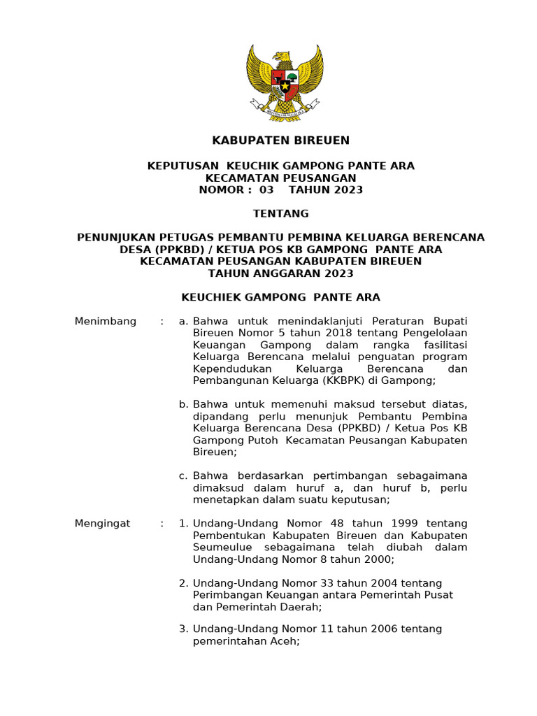 SK BKB, PPKBD Dan Sub-PPKBD 2023 | PDF