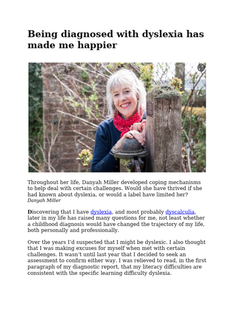 Being Diagnosed With Dyslexia Has Made Me Happier | PDF | Dyslexia ...