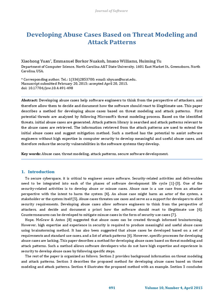 Developing Abuse Cases Based On Threat Modeling and Attack Patterns ...