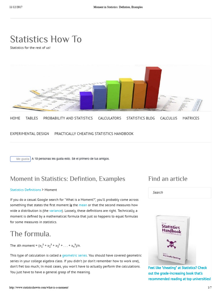 Moment in Statistics | PDF | Statistical Models | Mathematical Analysis