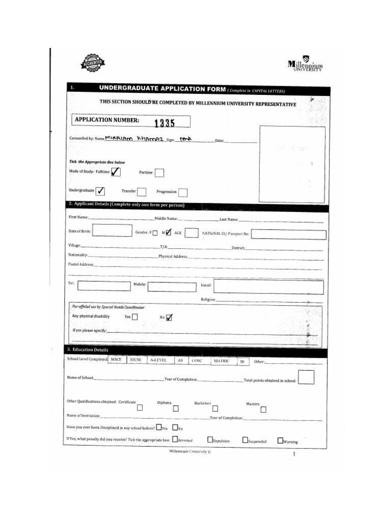 Mu Undergraduate Form | PDF