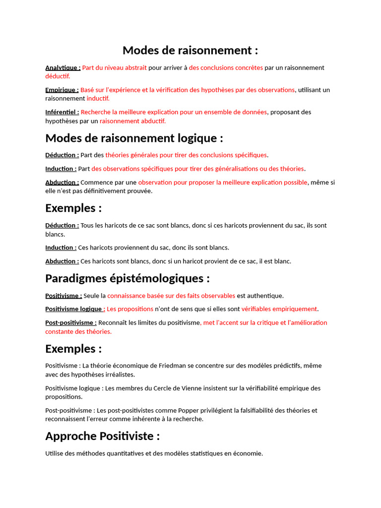 Modes de raisonnement et méthodologie en économie | PDF | Science ...