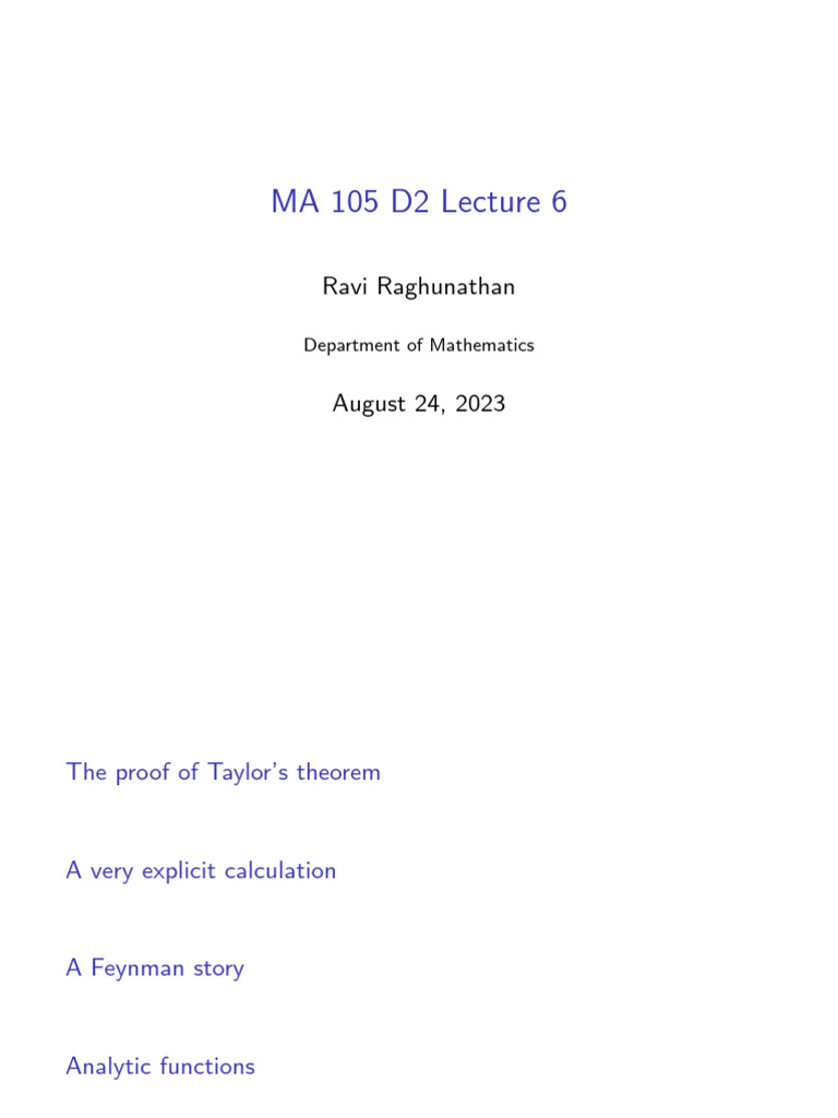 D2 Lecture 6 | PDF | Power Series | Function (Mathematics)