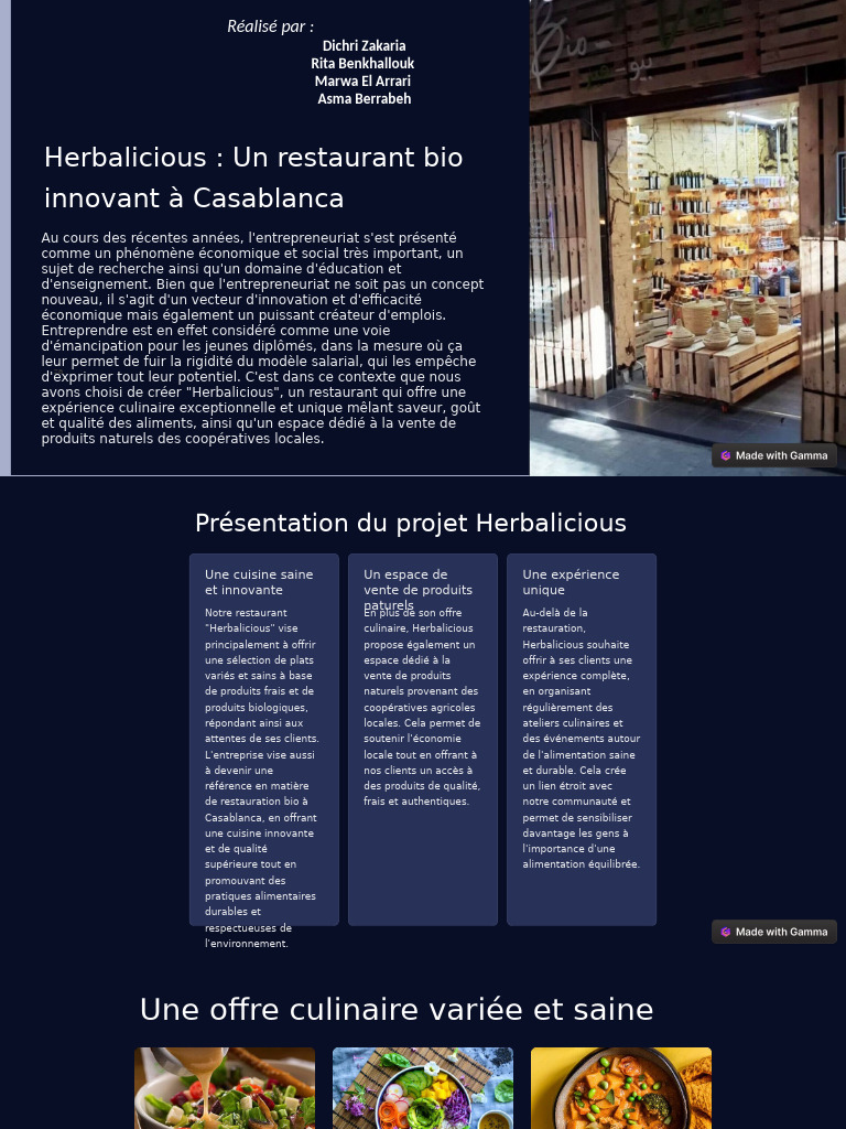 Restaurant bio Herbalicious à Casablanca | PDF | Cuisine | Restaurants