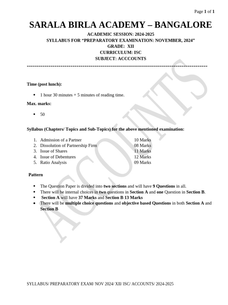 Grade XII ISC Accounts Exam Guide | PDF