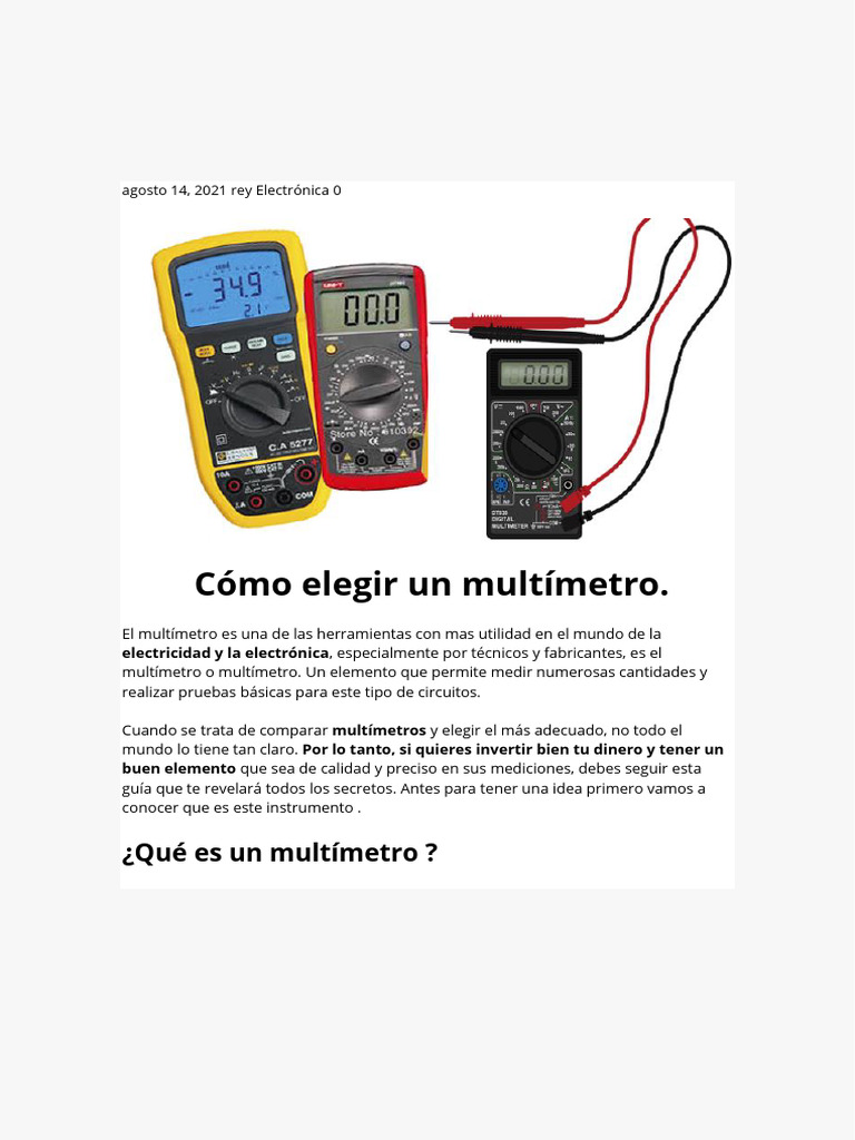 Guía para Elegir el Mejor Multímetro | PDF | Electrónica | Red eléctrica