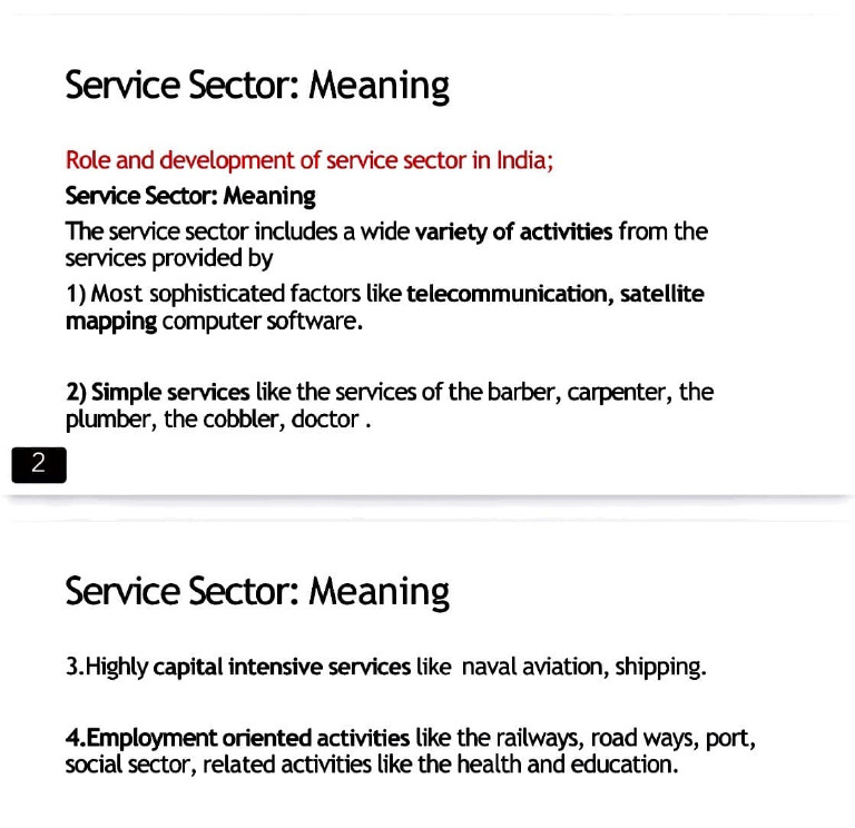 Meaning of Service Sector | PDF